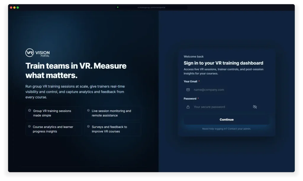 Vision Portal 2.0 | VR Training Management Platform